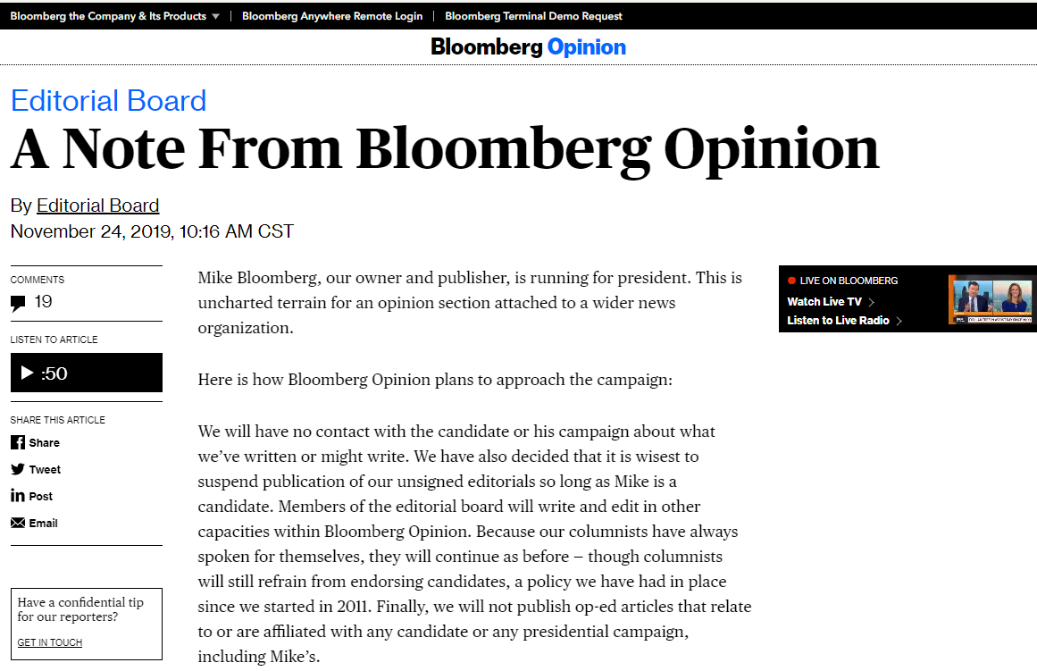 Why Michael Bloomberg’s Run for President Creates an Unprecedented ...